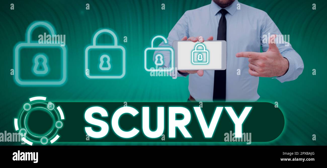 Text sign showing Scurvy, Concept meaning disease caused by a lack of ...