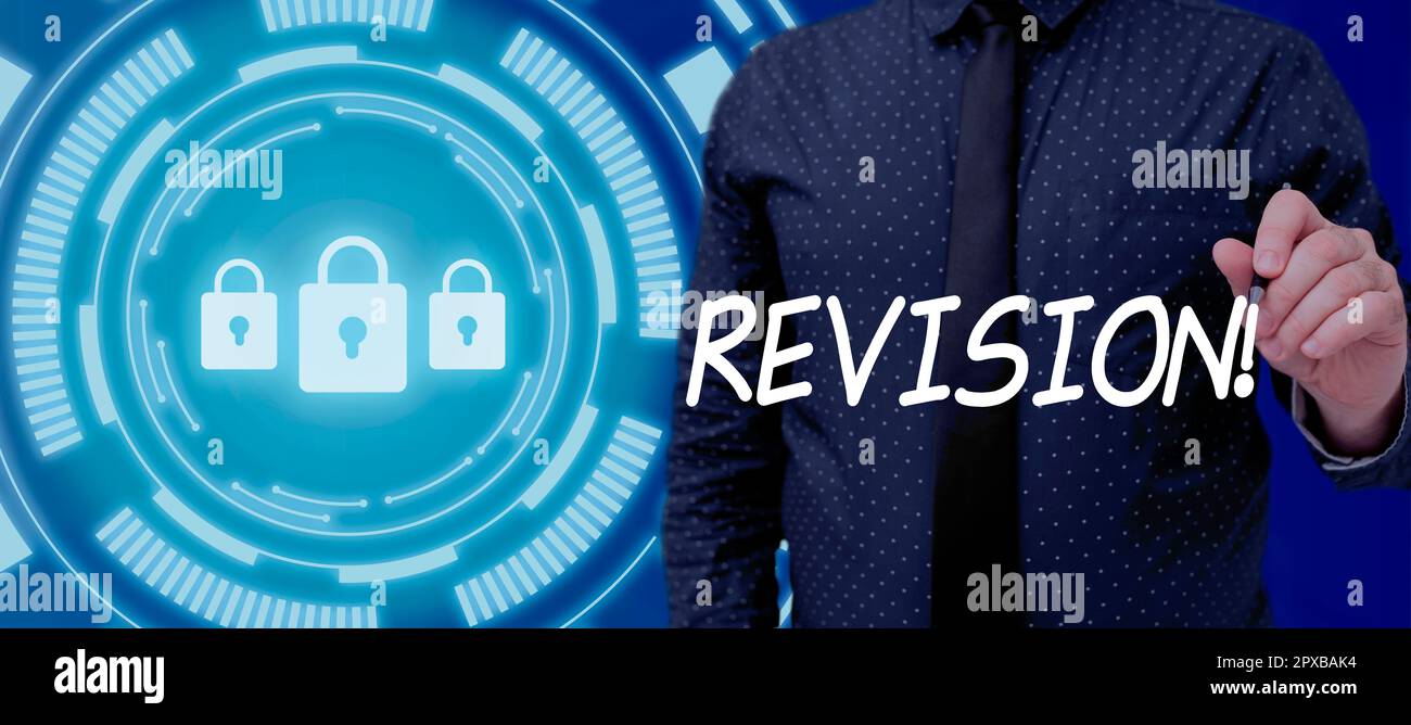 Hand writing sign Revision, Business concept action of revising over ...