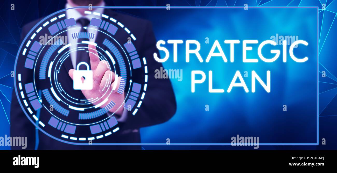 Sign displaying Strategic Plan, Internet Concept A process of defining ...