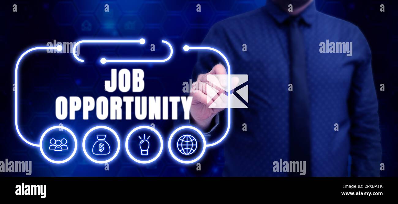 Text caption presenting Job Opportunity, Internet Concept an ...