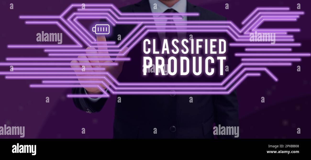 Hand writing sign Classified Product, Business idea Sensitive Data Top ...
