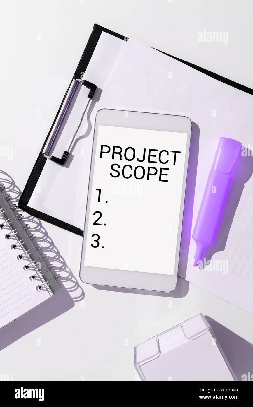 Text caption presenting Project Scope, Business concept evaluation of work efforts a product ...