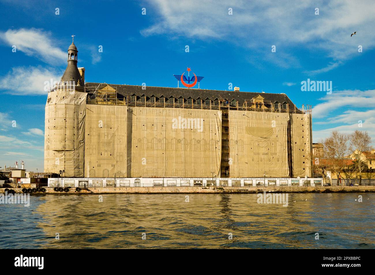 Central station building of Istanbul, Haydarpasa Train Station restoration work continues ...