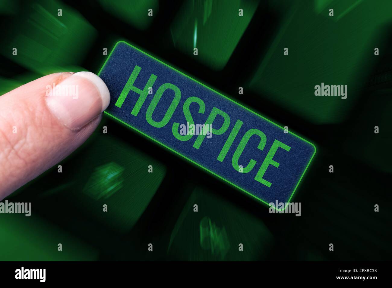 Hand writing sign Hospice, Word for focuses on the palliation of a ...