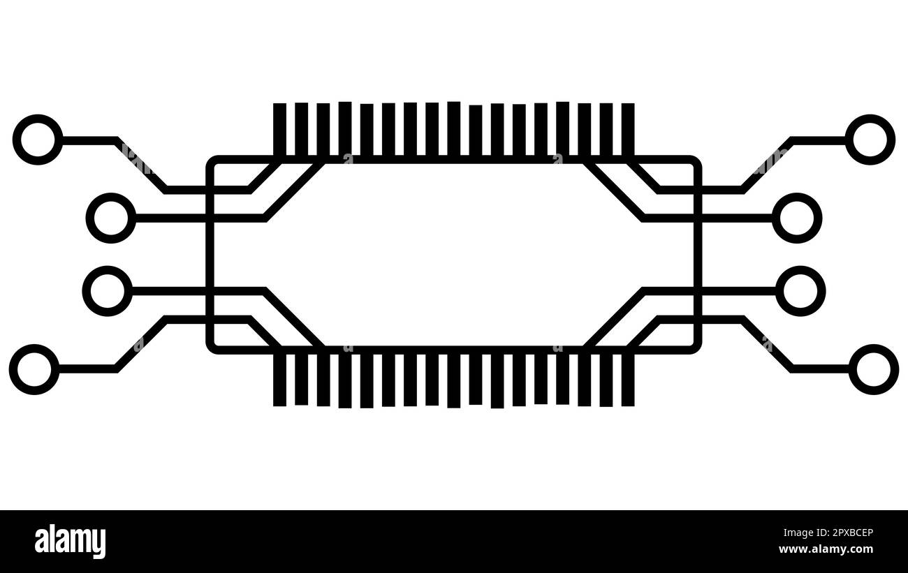 Silhouette of simple schematic chip or component for microcircuits ...