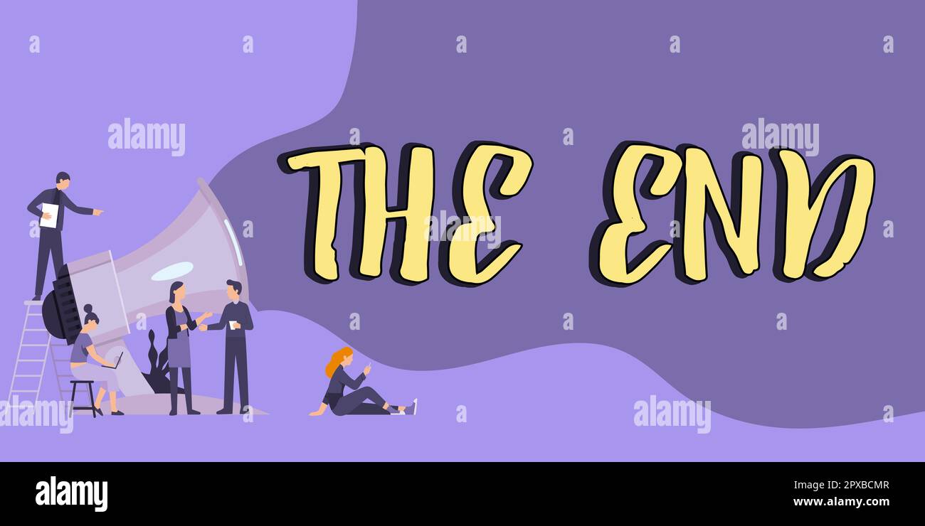 Text caption presenting The End, Internet Concept Final part of play ...