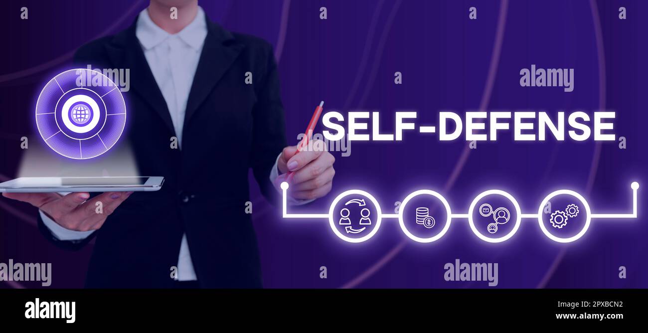 Conceptual caption Self Defense, Word for the act of defending one's ...