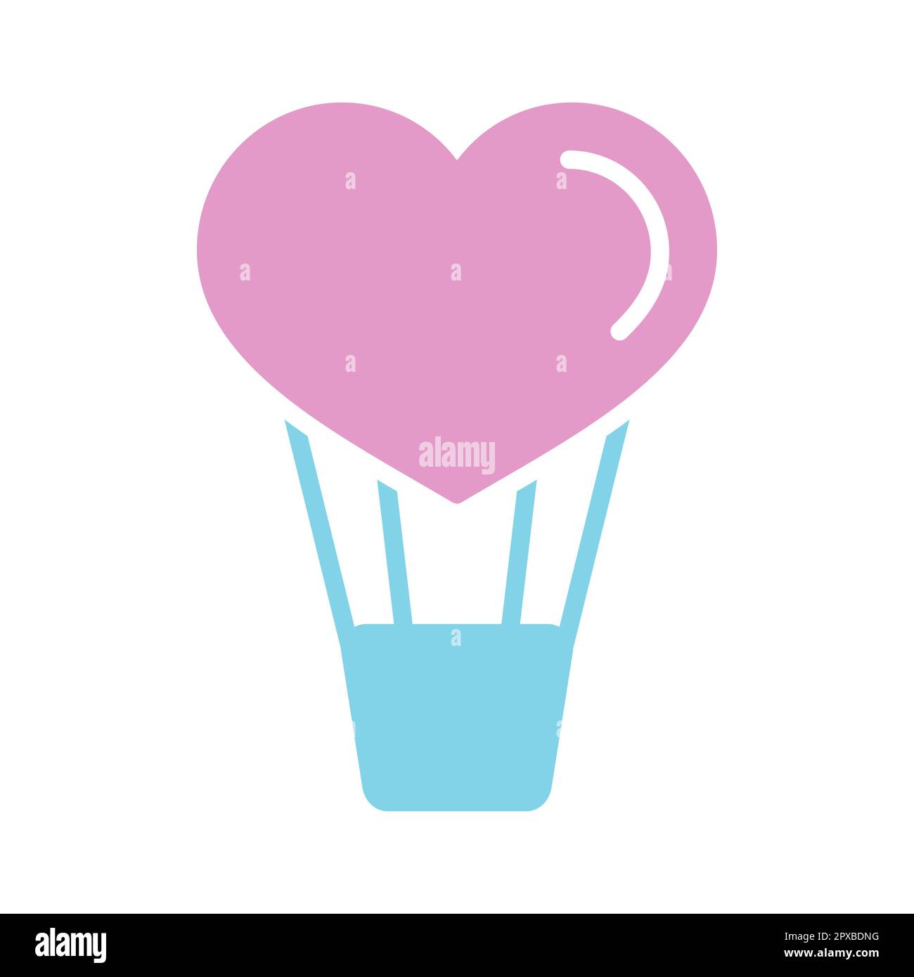 Heart air balloon glyph icon. Valentines day symbol. Vector ...