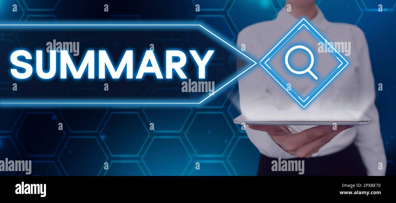 Hand writing sign Summary, Conceptual photo Brief Statement Abstract ...