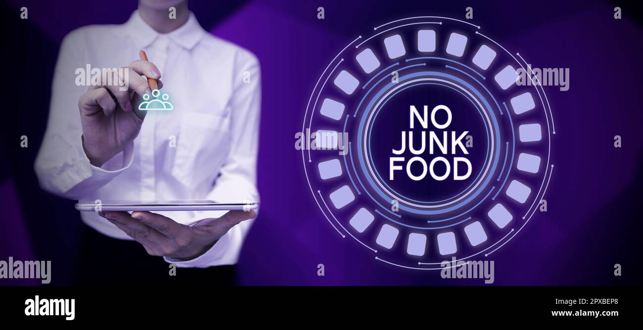 Writing displaying text No Junk Food, Internet Concept Stop eating ...