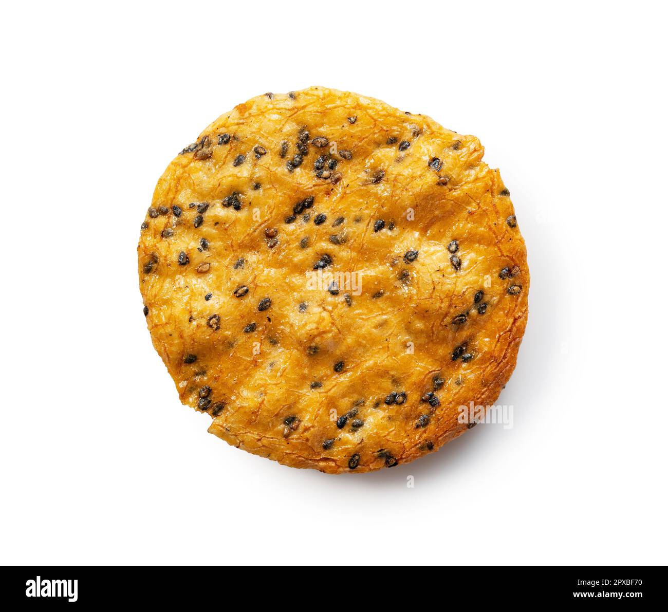 Sesame crackers placed on a white background. Viewed from above Stock ...