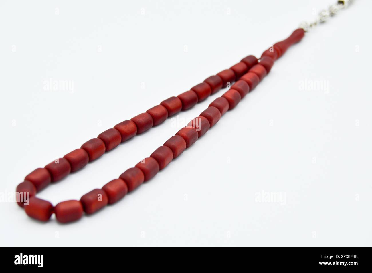 Red and silver beads sequenced, short rosary, tespih tesbih, an ...