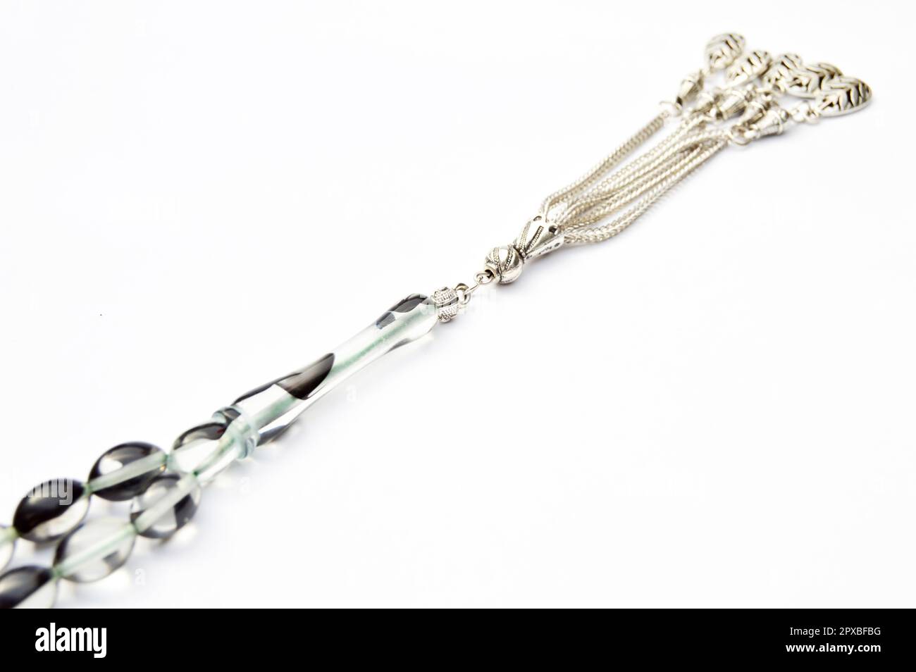 Black white and silver beads sequenced, short rosary, tespih tesbih, an ...