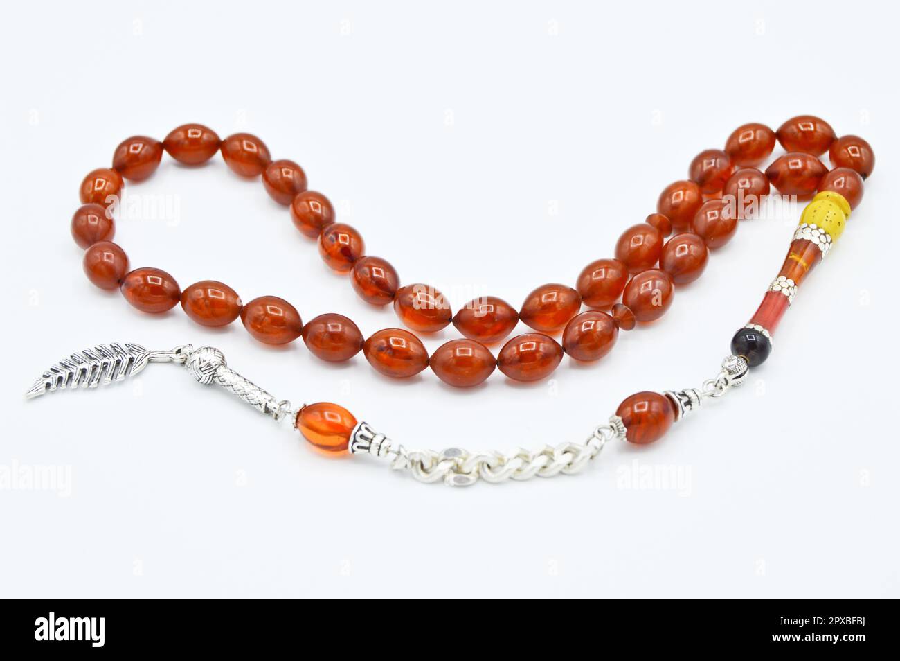 Orange and silver beads sequenced, short rosary, tespih tesbih, an ...
