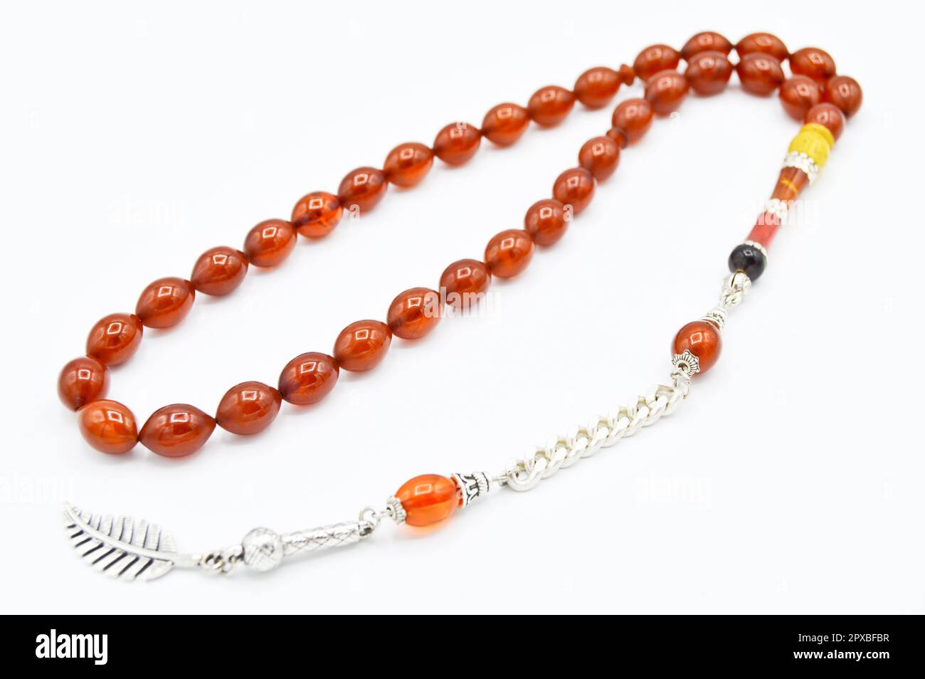 Orange and silver beads sequenced, short rosary, tespih tesbih, an ...