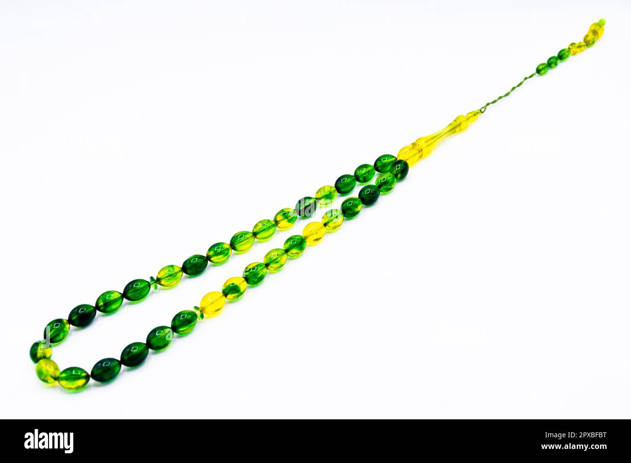 Green and yellow beads sequenced, short rosary, tespih tesbih, an ...