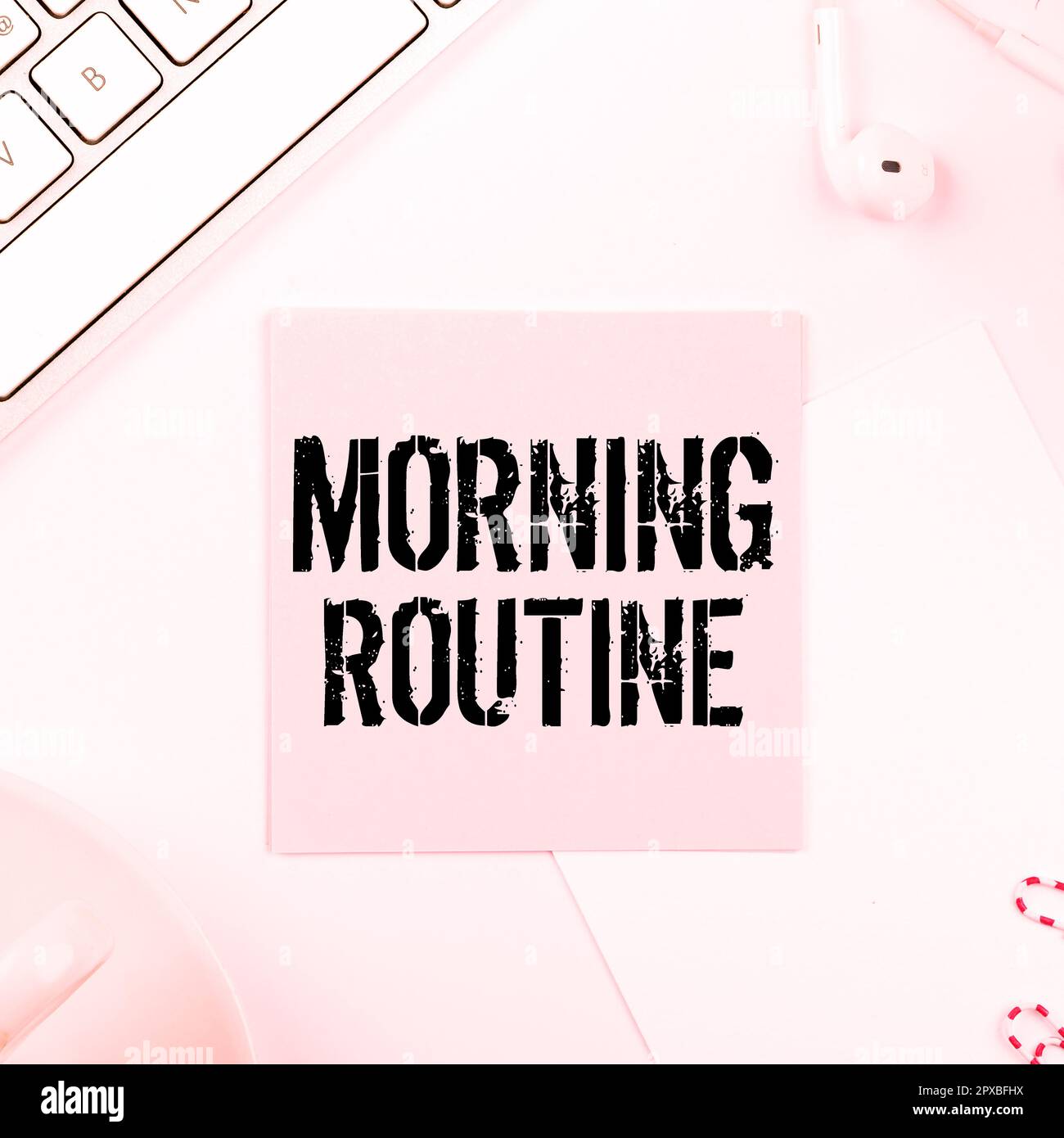 Handwriting text Morning Routine, Internet Concept initiation of ...