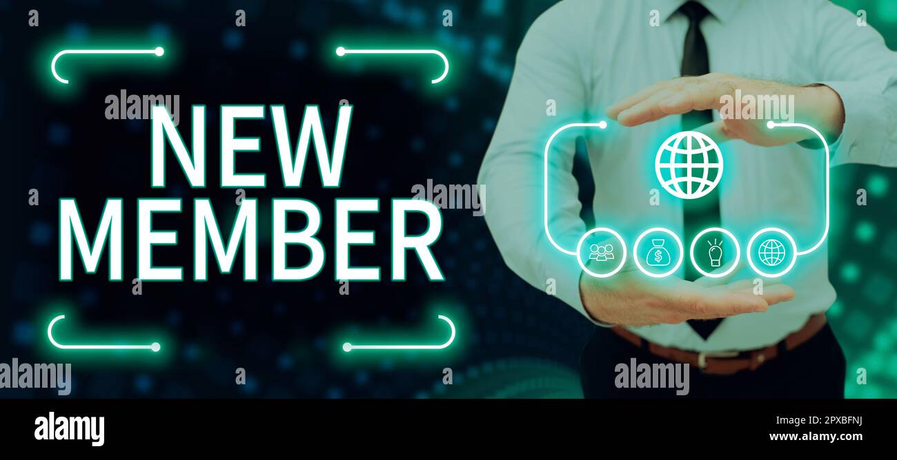 Text showing inspiration New Member, Word for recruiting employee to ...