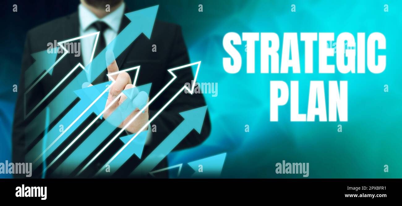 Sign displaying Strategic Plan, Internet Concept A process of defining ...