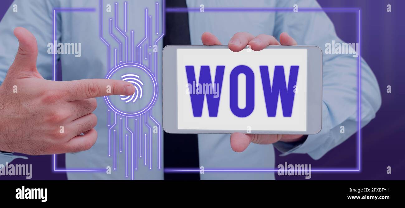 Writing displaying text Wow, Internet Concept Expressing astonishment ...