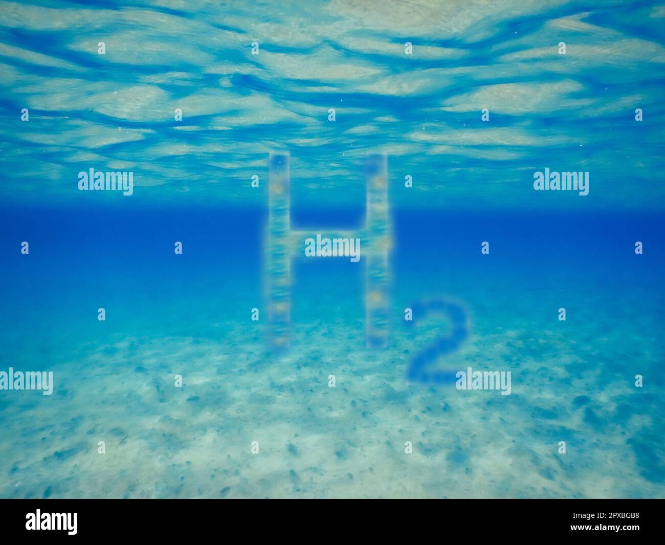 renewable pure energy light green h2 hydrogen and a seabed landscape ...