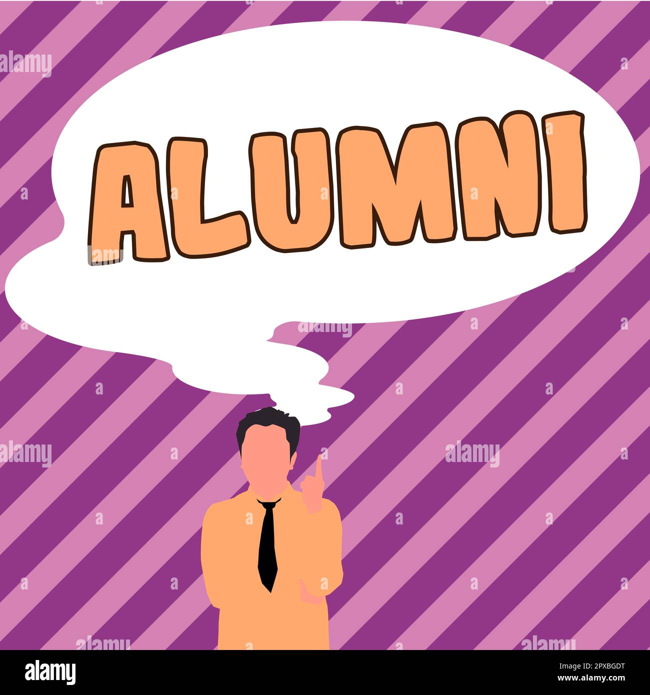 Hand writing sign Alumni, Word Written on former pupil or student ...