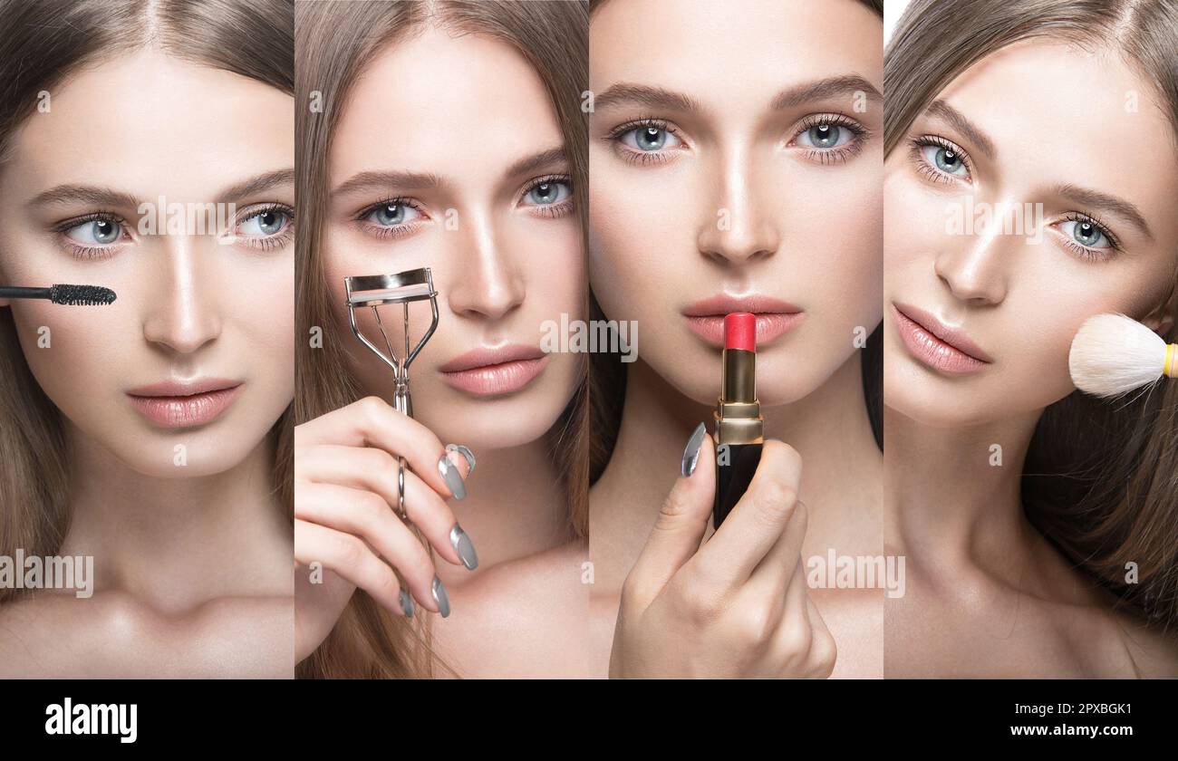 Collection of Beautiful young girl with a light natural make-up and ...