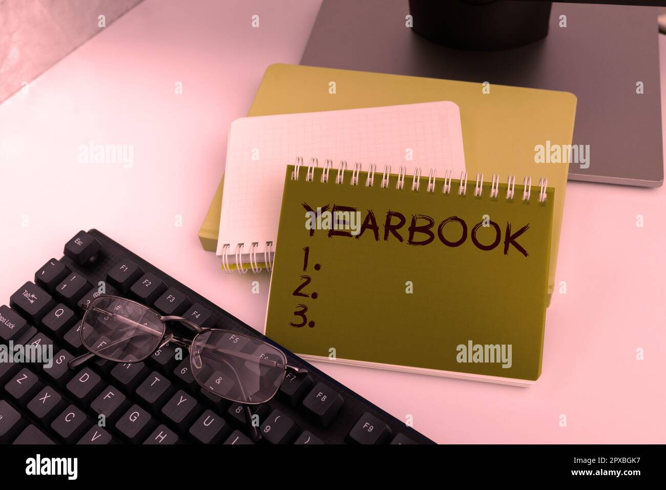 Sign displaying Yearbook, Internet Concept publication compiled by ...