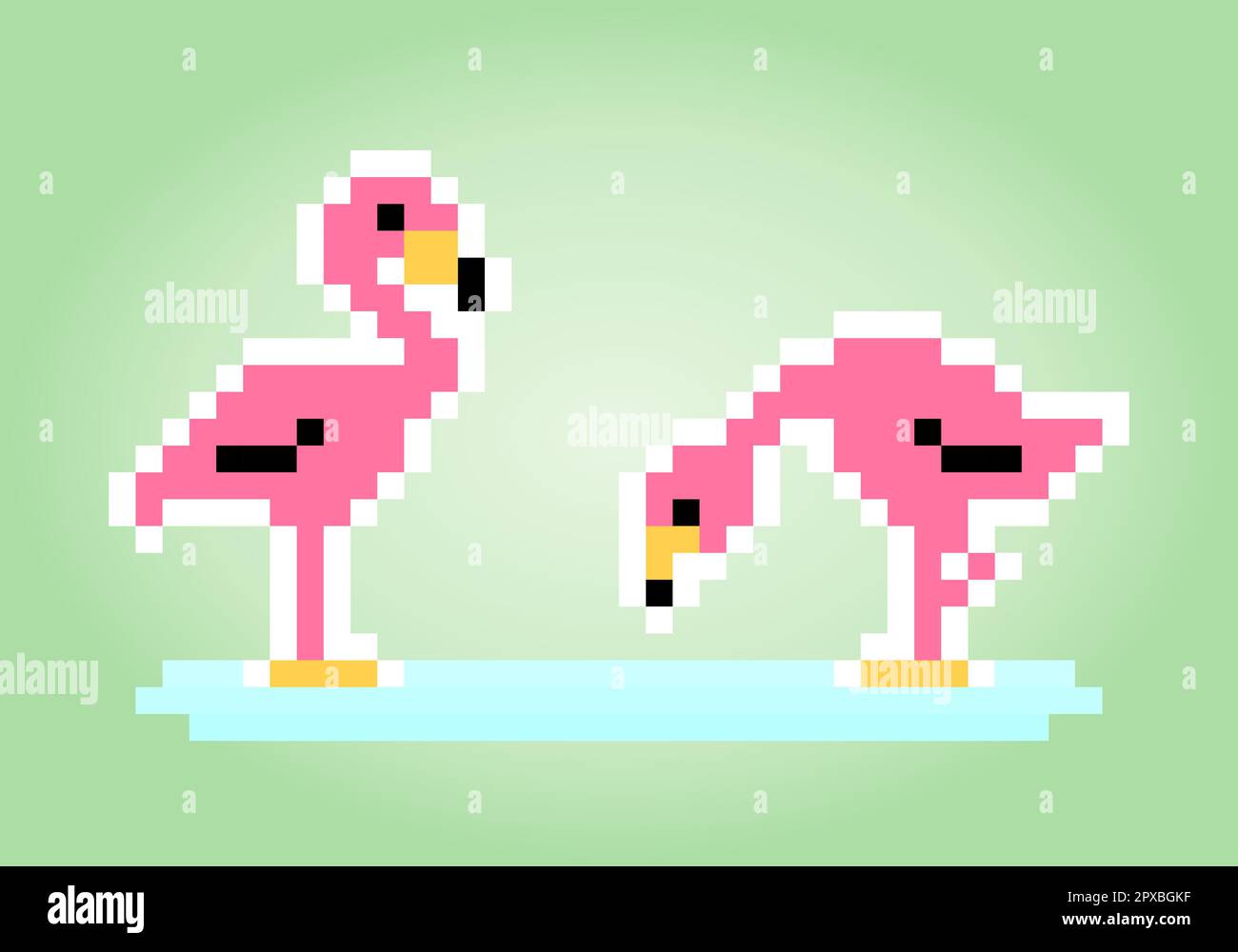 8-bit pixel flamingo. Birds on vector illustrations Stock Vector Image ...
