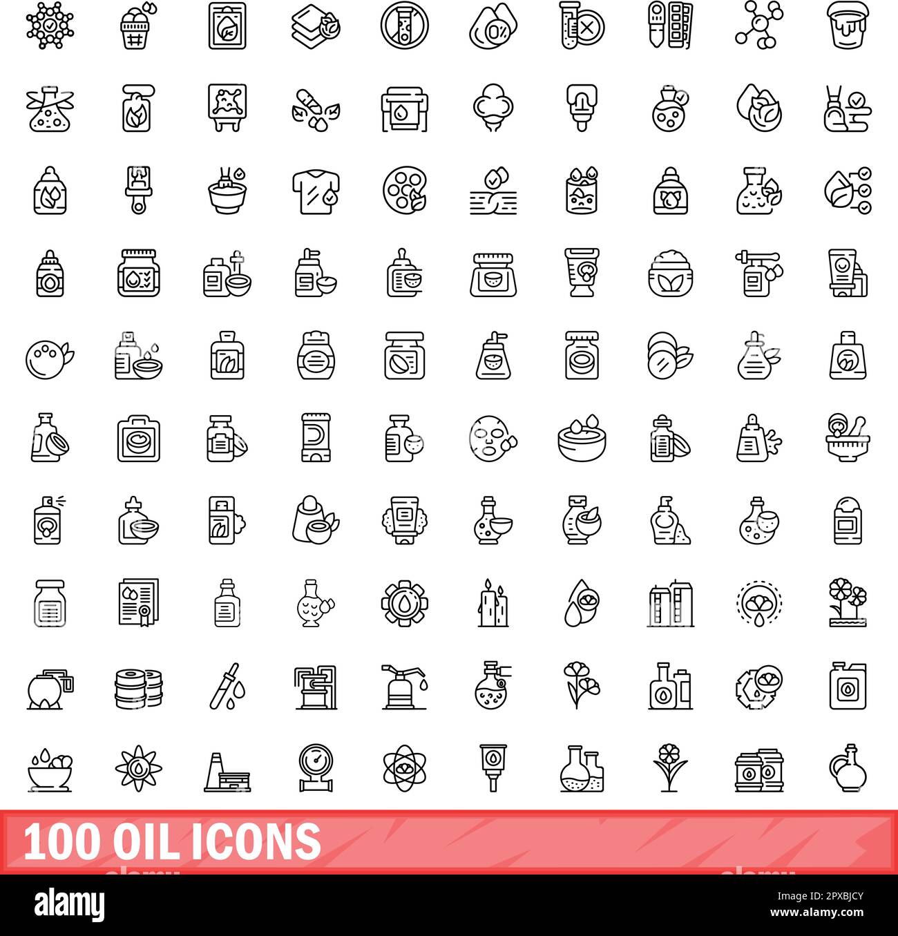 100 oil icons set. Outline illustration of 100 oil icons vector set ...
