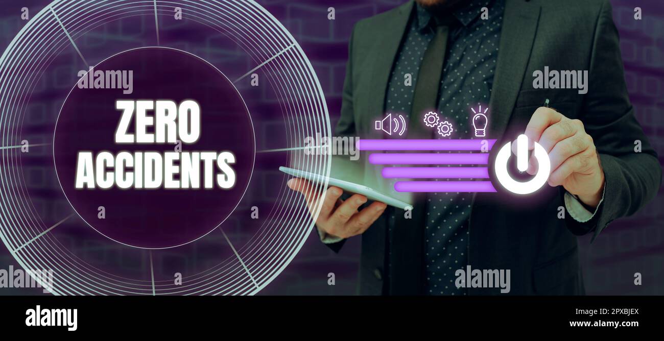 Inspiration showing sign Zero Accidents, Word Written on important ...