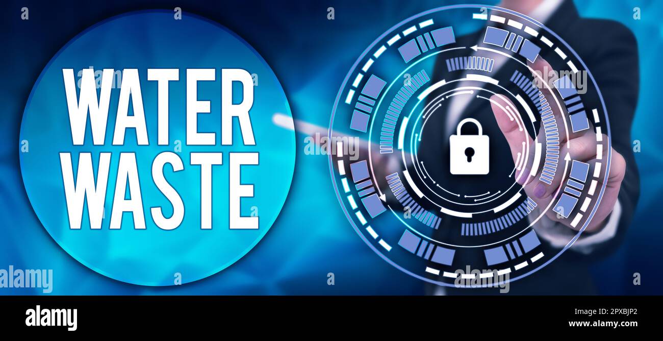 Hand writing sign Water Waste, Concept meaning liquid that has been ...