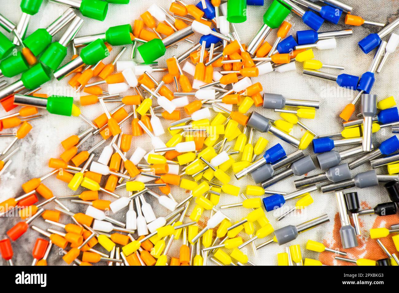 Electric wire connector, colorful set for electric cable pressing Stock ...