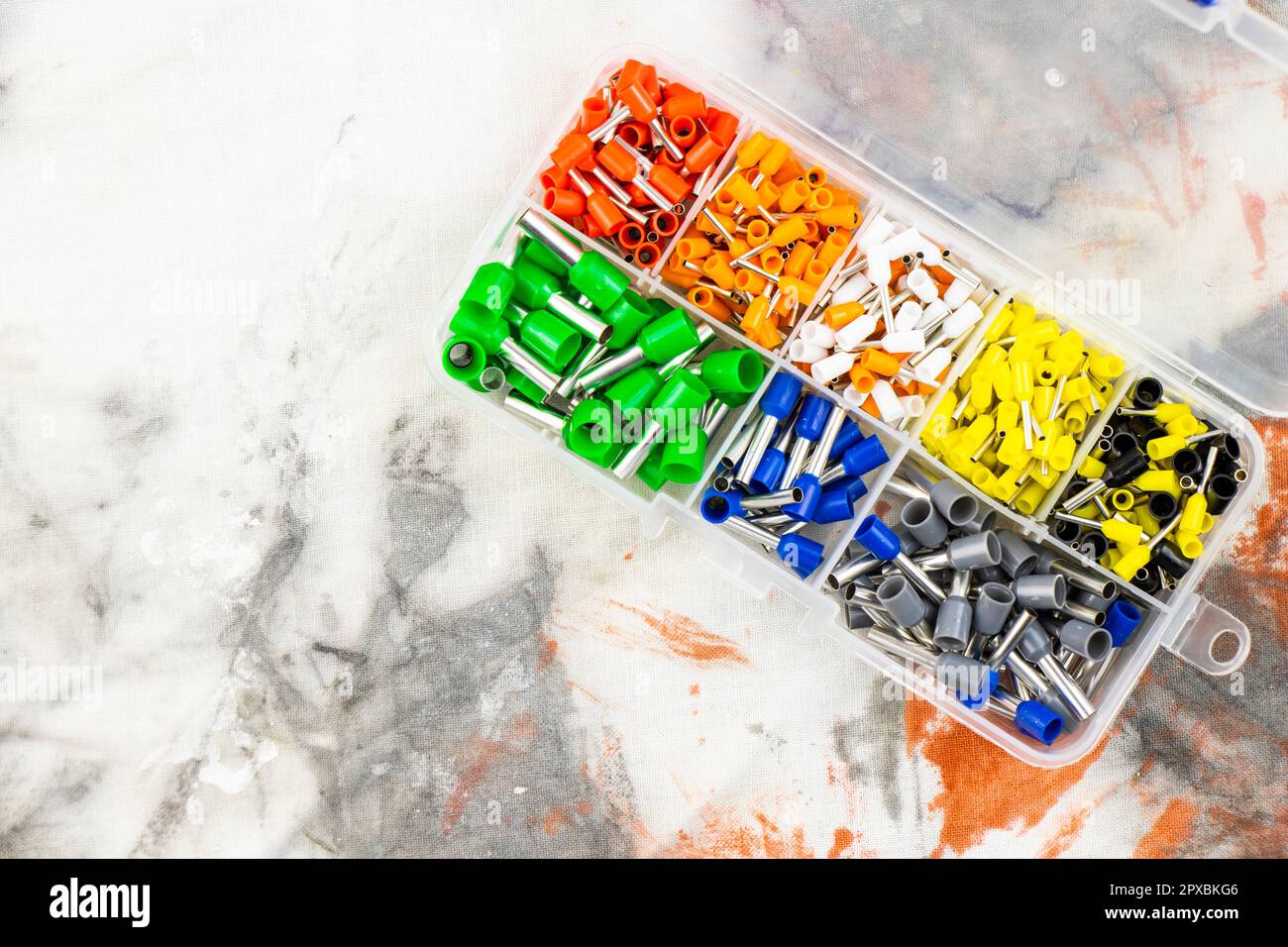 Electric wire connector, colorful set for electric cable pressing Stock ...