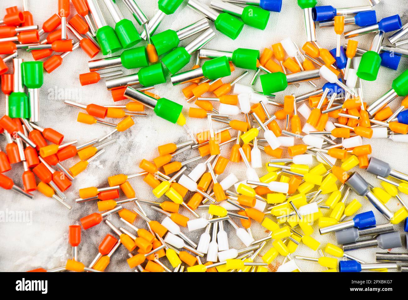 Electric wire connector, colorful set for electric cable pressing Stock ...