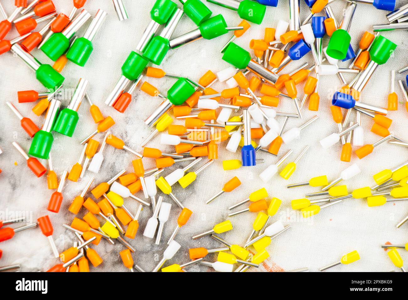 Electric wire connector, colorful set for electric cable pressing Stock ...