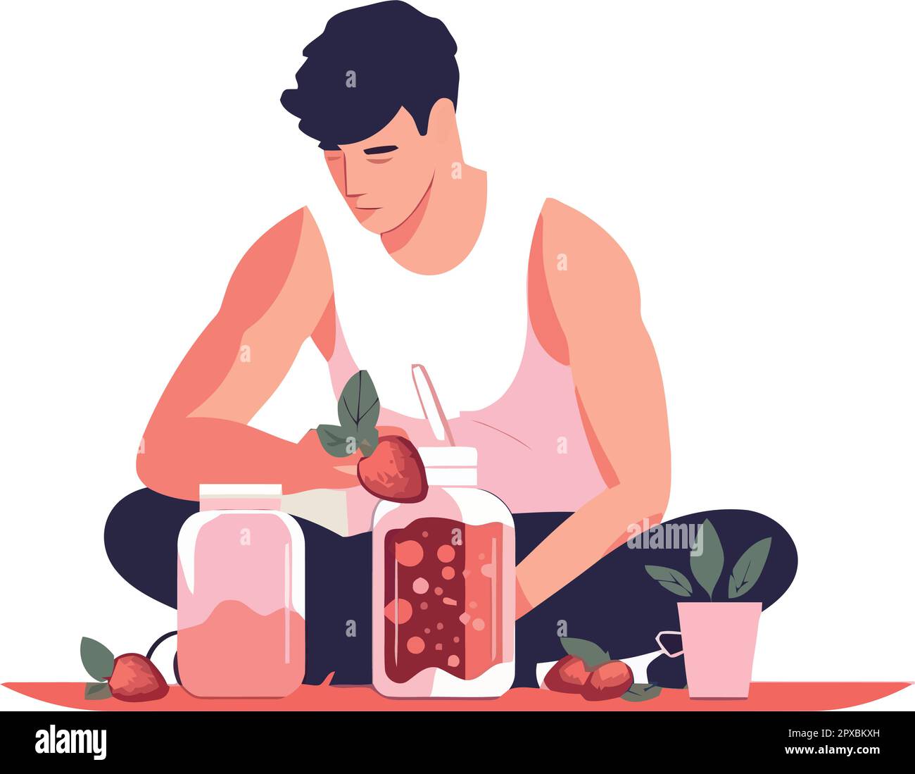 Fresh strawberry and raspberry cocktail for lunch Stock Vector Image ...