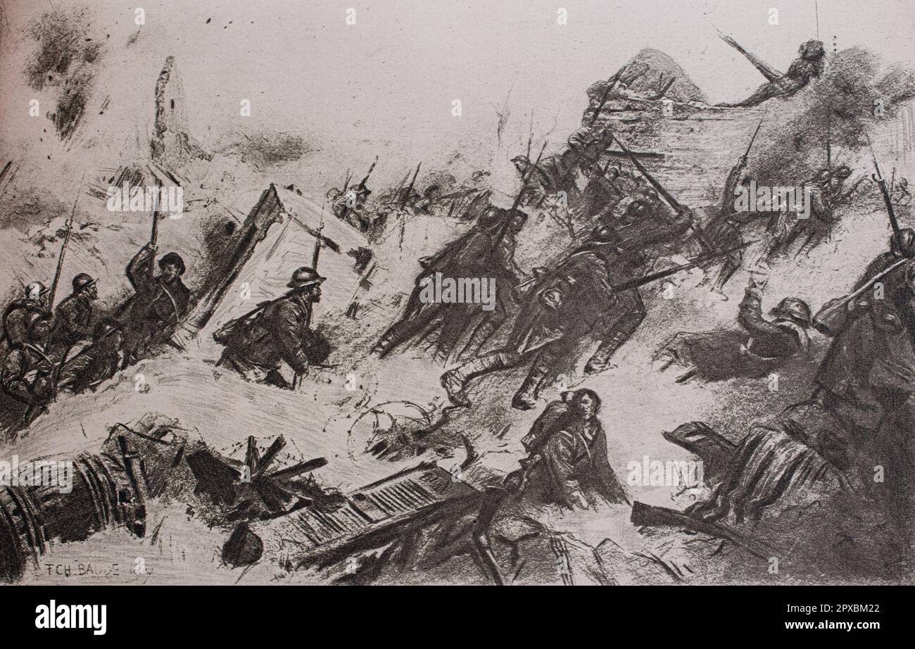 World War I. France at war. The capture of an enemy redoubt on the ...