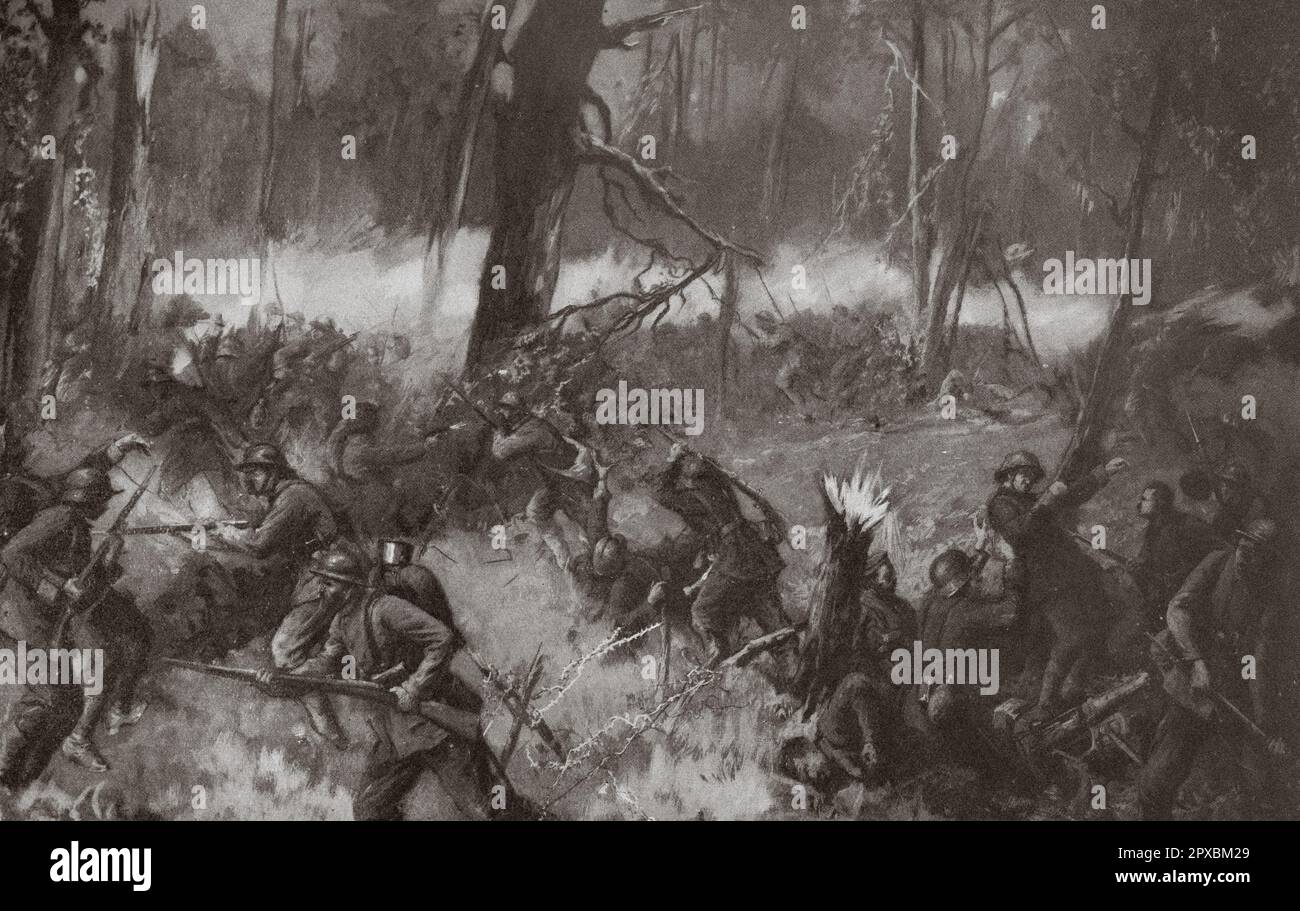 World War I. France at war. Combat in the forest of Coucy. By Ch. Baude ...