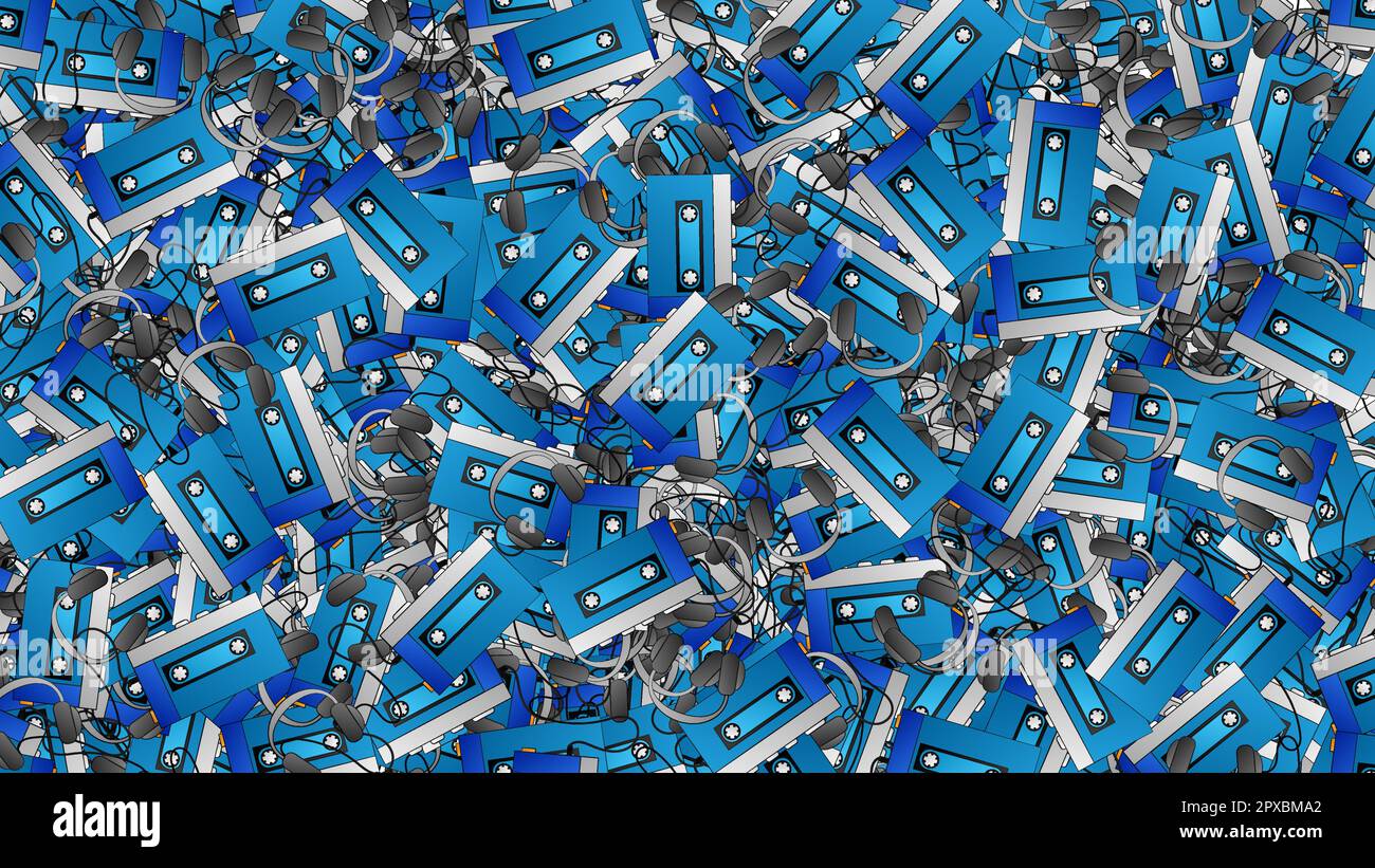 Seamless pattern of retro old hipster music audio cassette players from ...