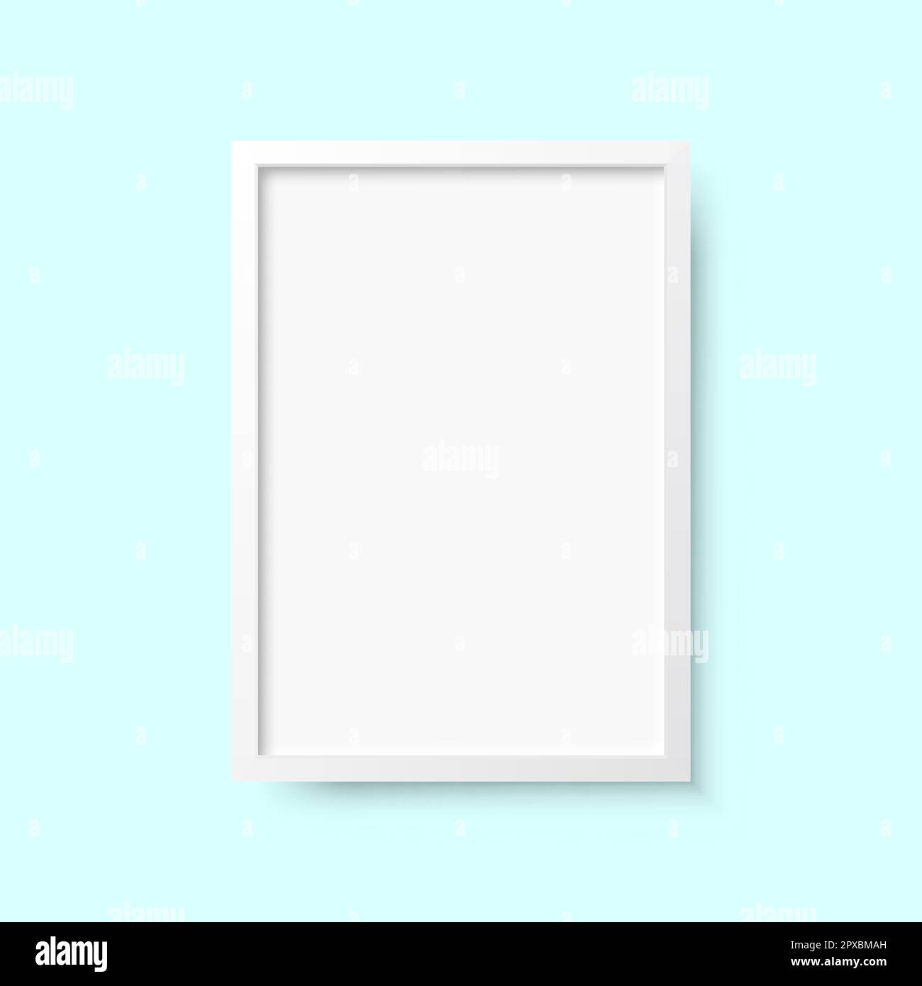 Gray realistic rectangular blank frame on a light background. Blank ...