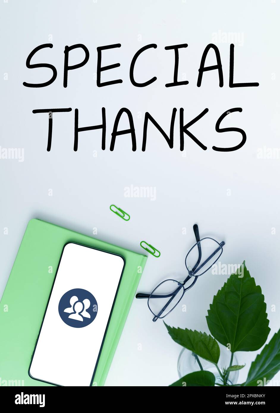 Text caption presenting Special Thanks, Word Written on expression of ...