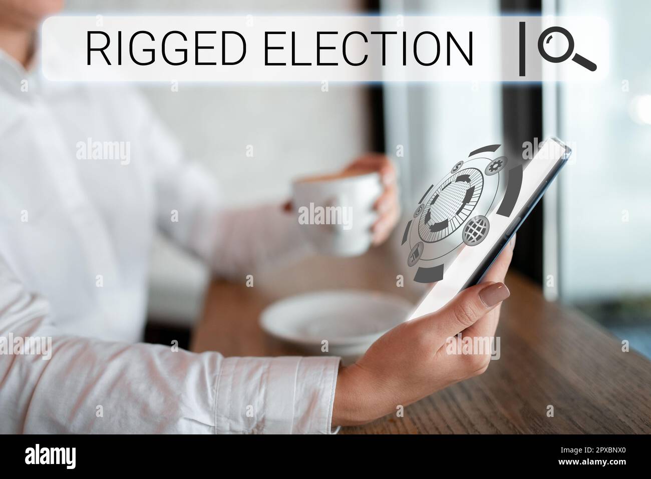 Conceptual caption Rigged Election, Word Written on Manage drilling ...