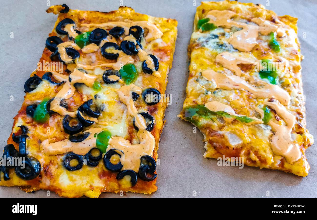 Greasy fat huge olive pizza in Playa del Carmen Quintana Roo Mexico ...
