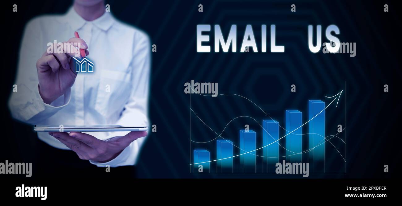 Sign displaying Email Us, Word for Sending a commercial message to a ...