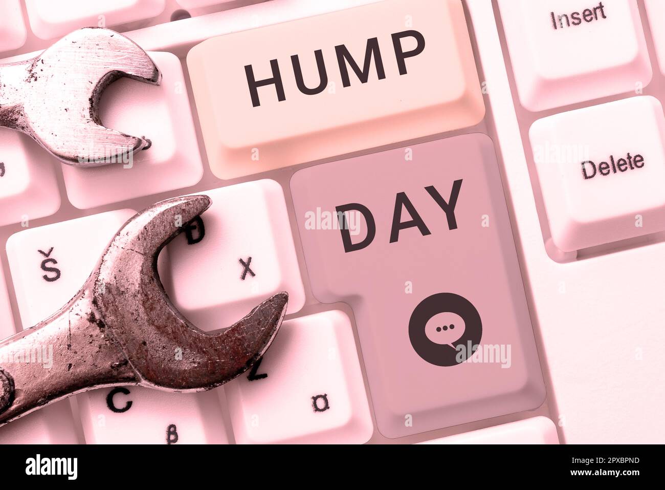 Sign displaying Hump Day, Business concept climbing a proverbial hill ...