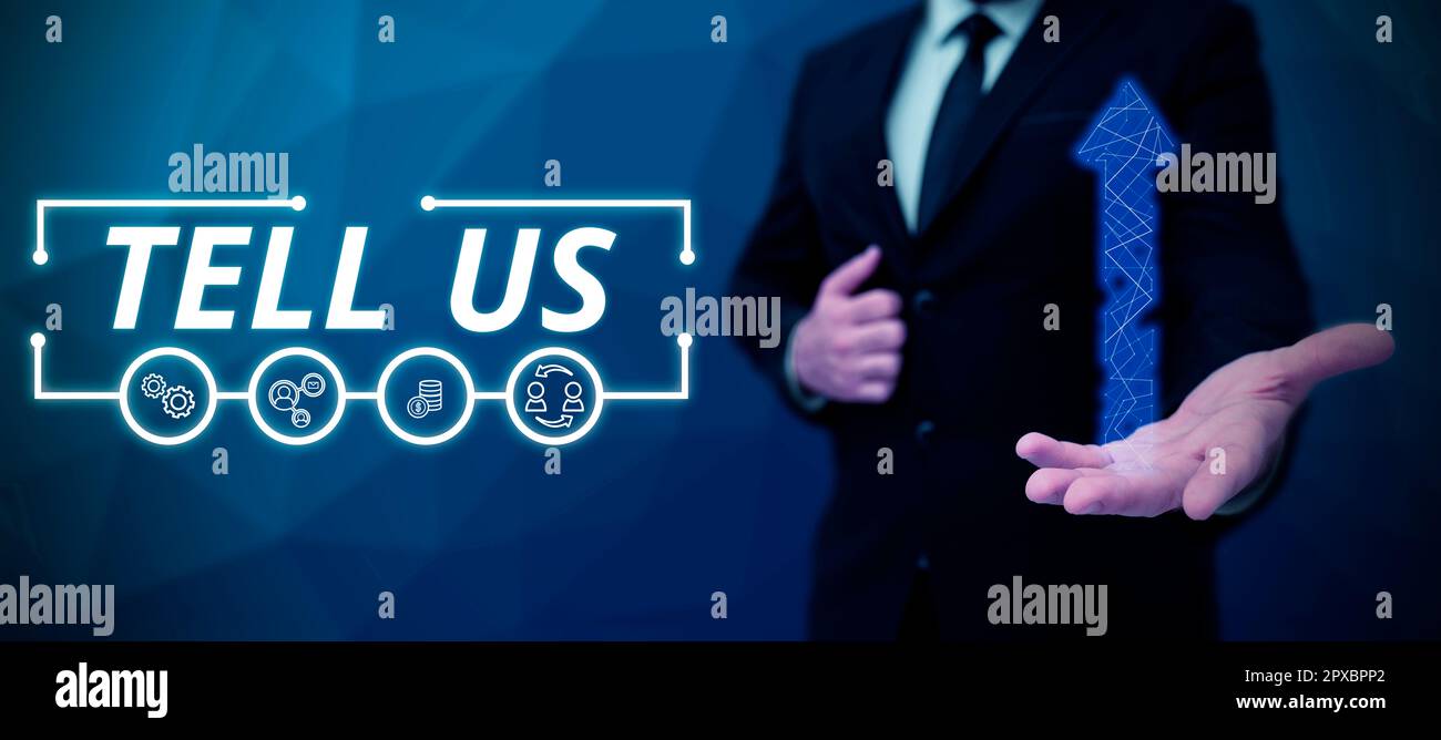 Text caption presenting Tell Us, Business showcase Telling your ...