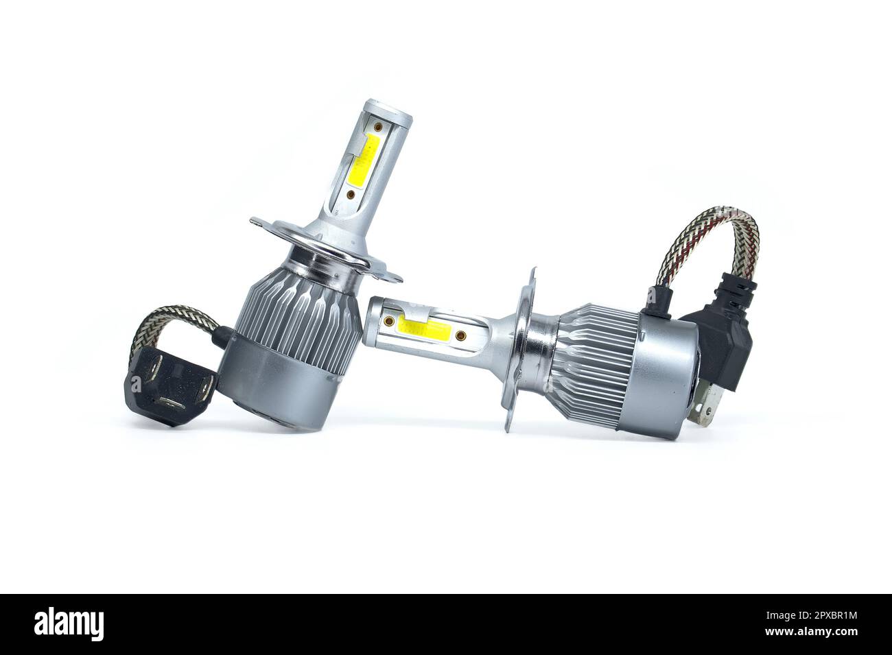 Vehicles H4 LED headlight bulbs isolated on white background, vehicles ...