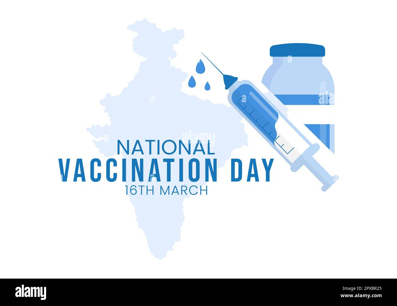 National Vaccination Day on March 16 Illustration with Vaccine Syringe ...