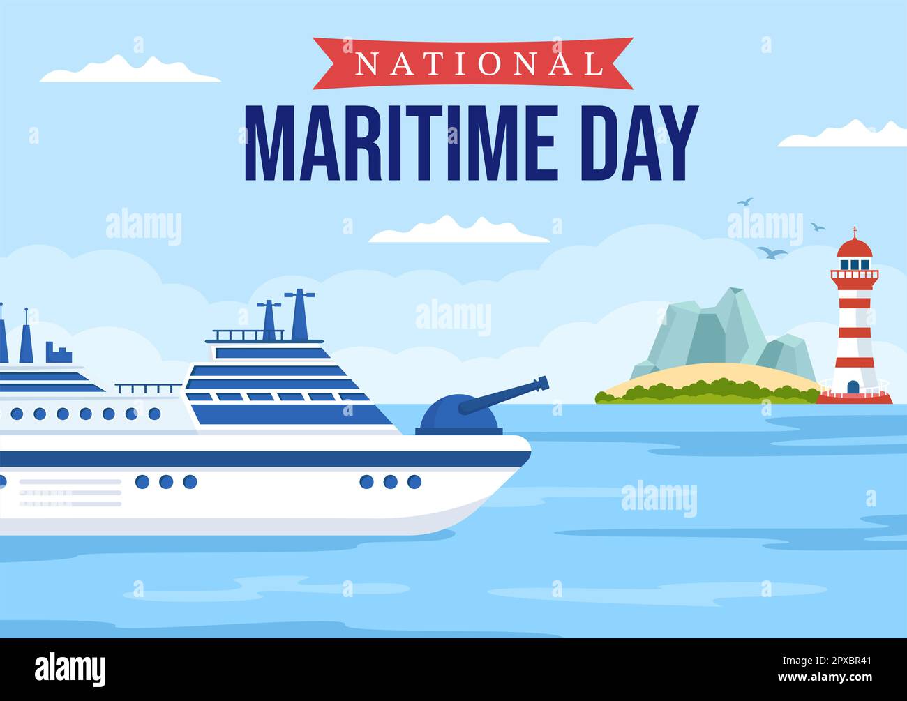 World Maritime Day Illustration with Sea and Ship for Web Banner or ...